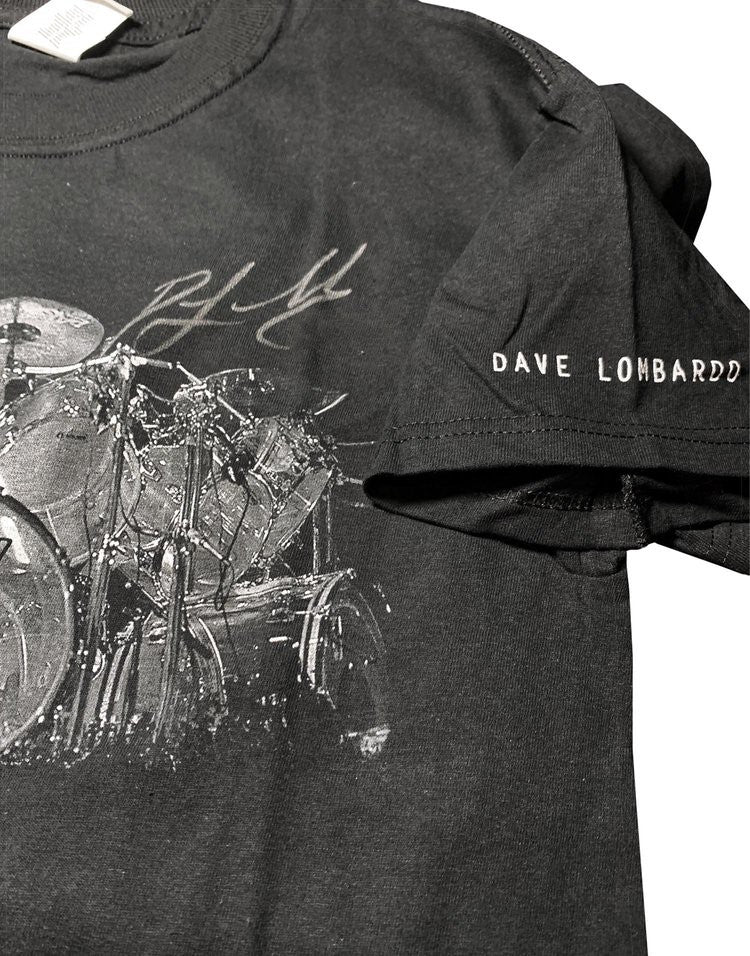 DAVE LOMBARDO "DRUM KIT PHOTO" MENS BLACK T-SHIRT - SIGNED BY DAVE ...