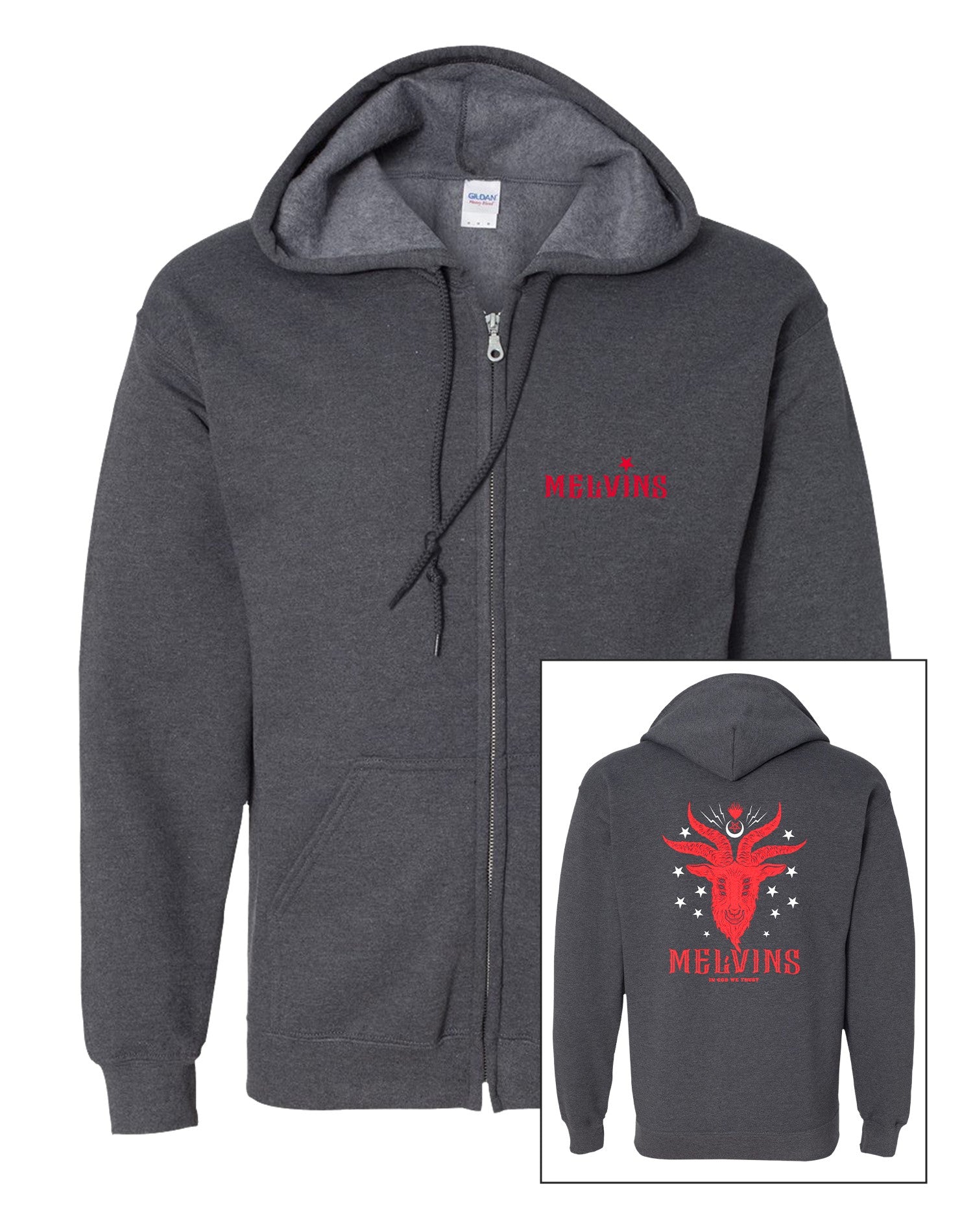 MELVINS GOAT DARK HEATHER ZIP HOODIE – Blixt Merchandise